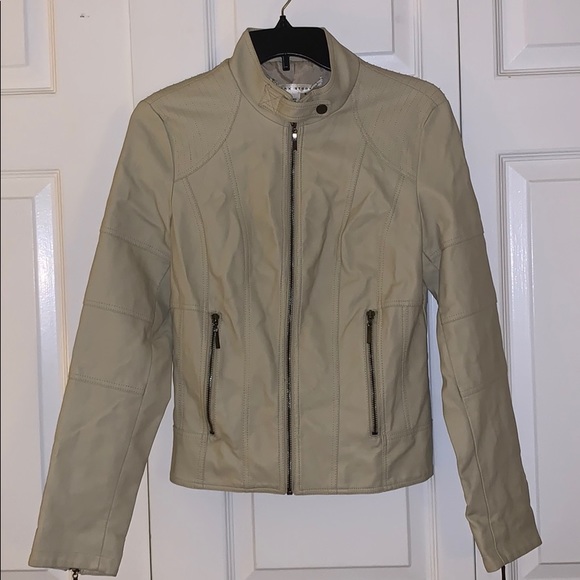 Max Studio | Jackets & Coats | Max Studio Beige Faux Leather Biker ...
